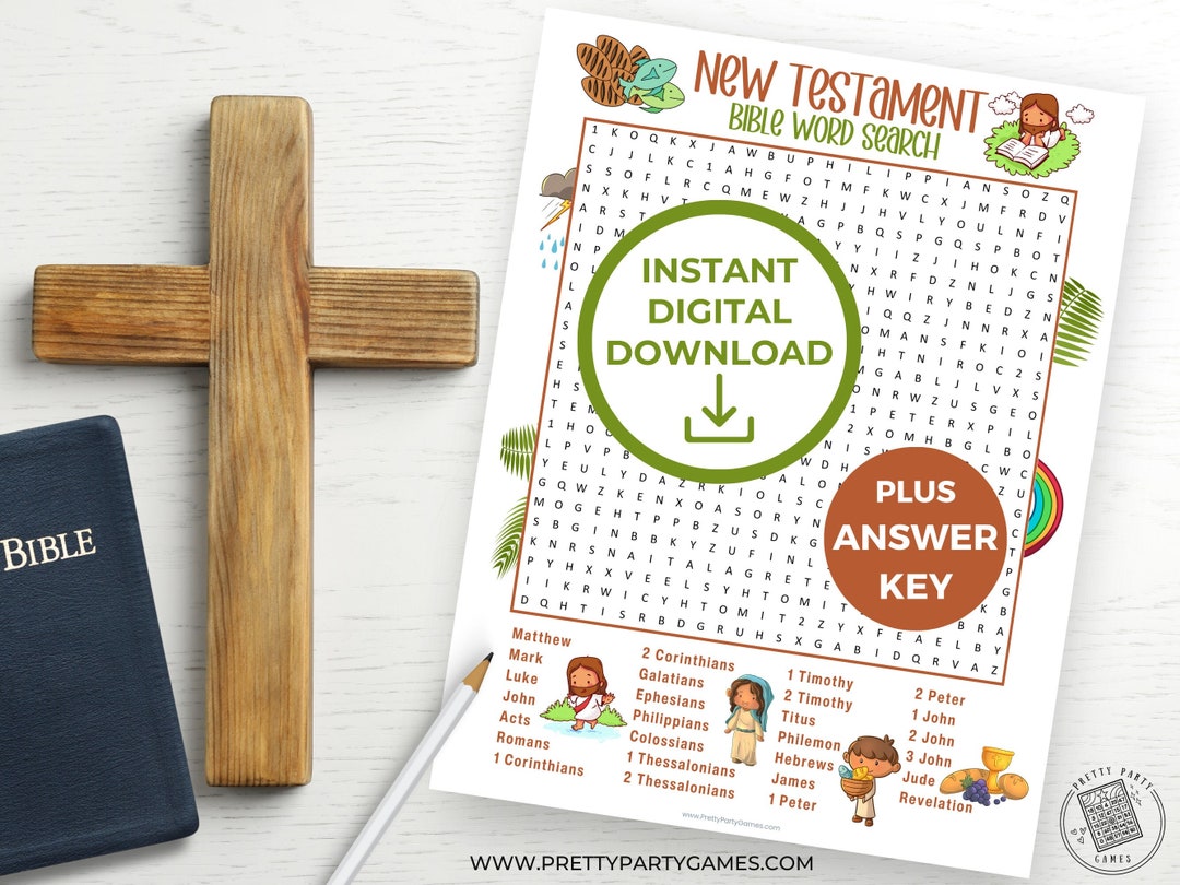 New Testament Books of the Bible Word Search Printable +answer Key ...