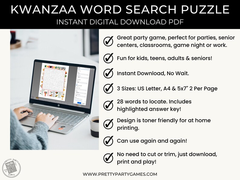 Kwanzaa Word Search Printable & Answer Key, Educational Word Search ...