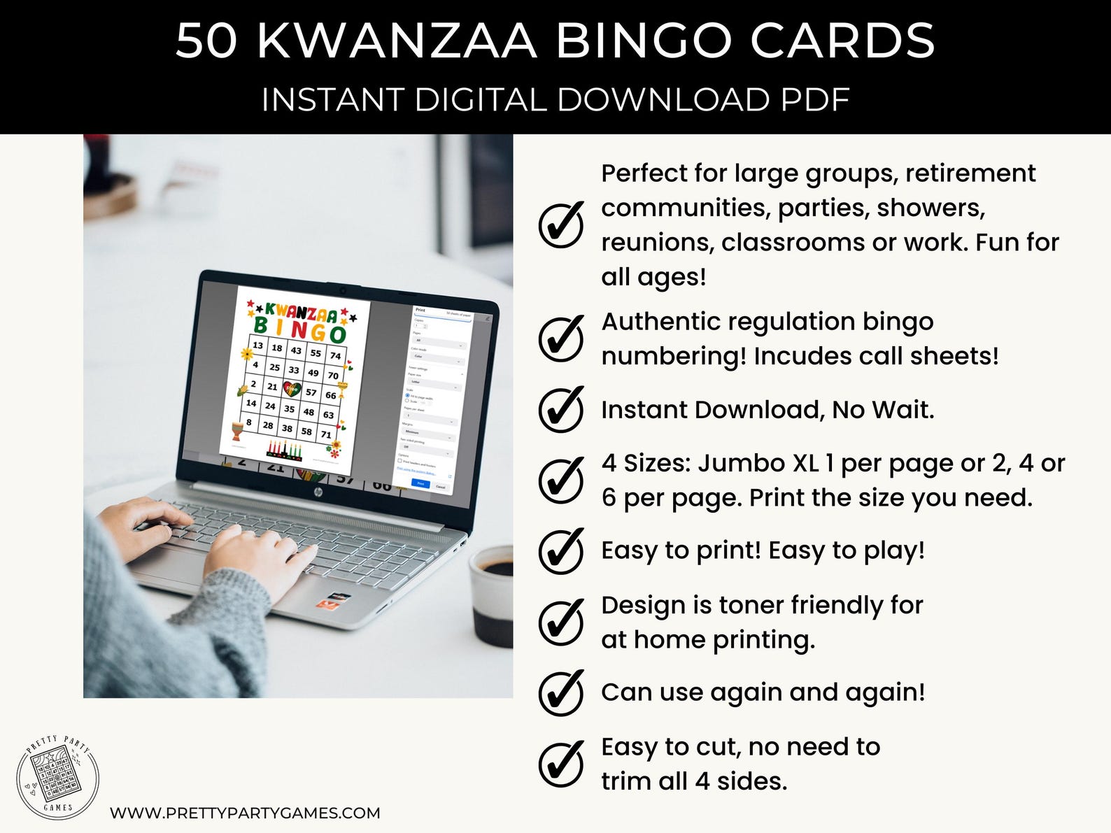 50 Printable Kwanzaa Bingo Cards With Numbers, Fun African Heritage ...