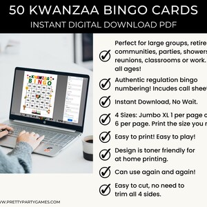50 Printable Kwanzaa Bingo Cards With Numbers, Fun African Heritage ...