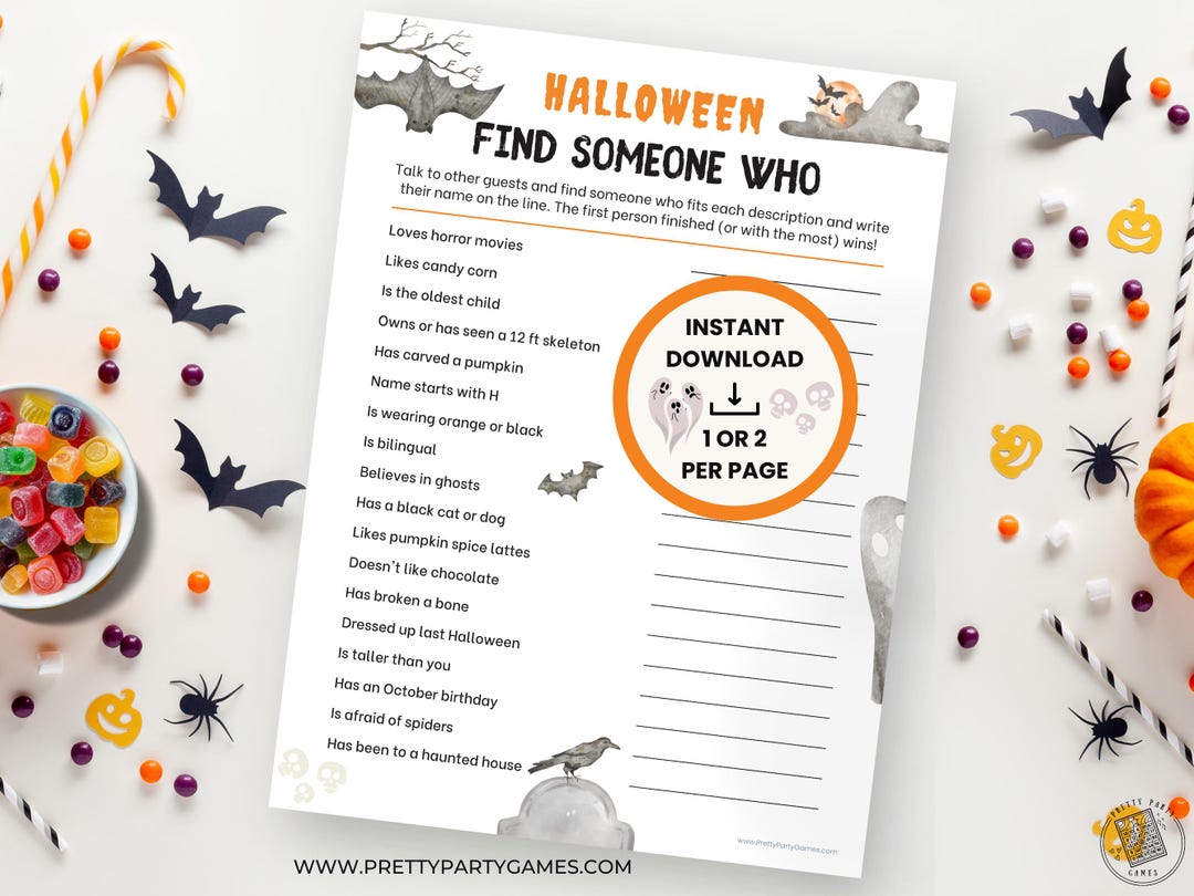 Halloween Find the Guest Who Icebreaker Game, Instant Digital Download ...