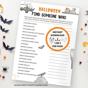 Halloween Find the Guest Who Icebreaker Game, Instant Digital Download ...