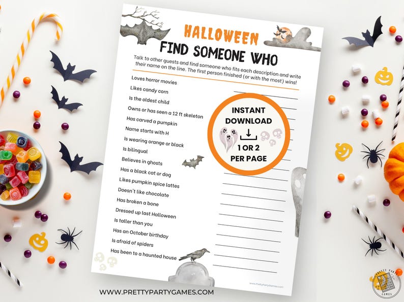 Halloween Find the Guest Who Icebreaker Game, Instant Digital Download ...