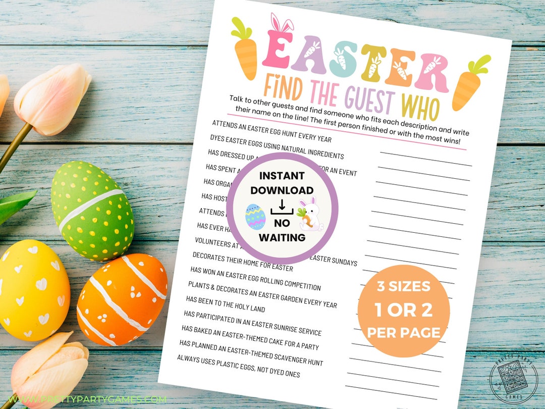 Easter Find the Guest Game, Easter Ice Breaker Game, Easter Party Games ...