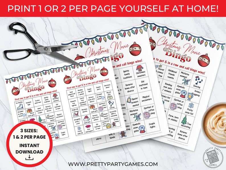 Printable Christmas Movie Bingo Cards, Holiday Bingo Game, 50 TV Movie ...