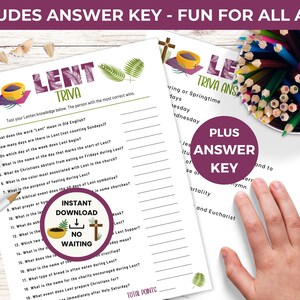 Lent Trivia Game for Kids or Adults, Catholic Lenten Party Games for ...