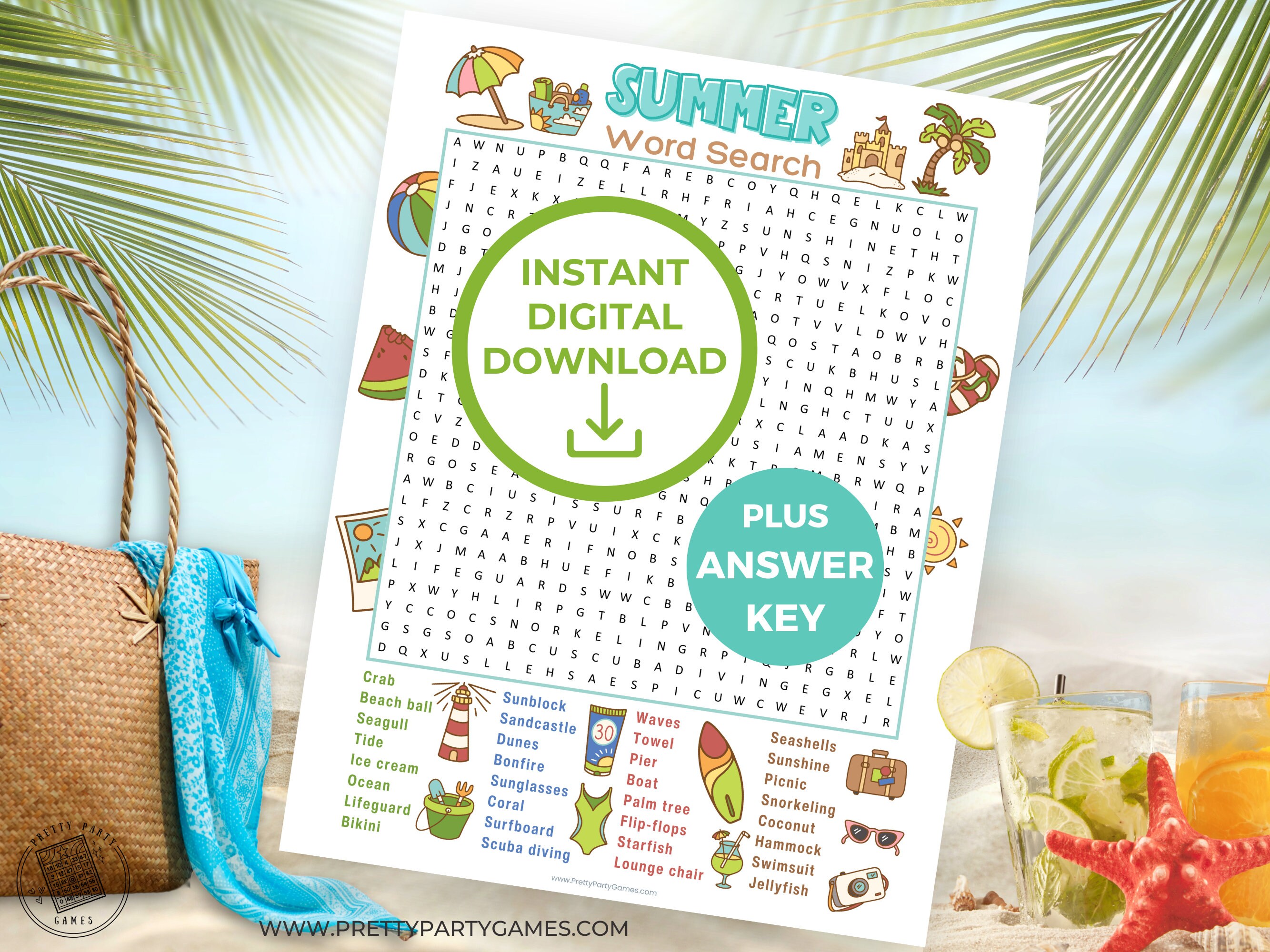 Summer Word Search Puzzle and Solution, Wordsearch Puzzles for Kids ...