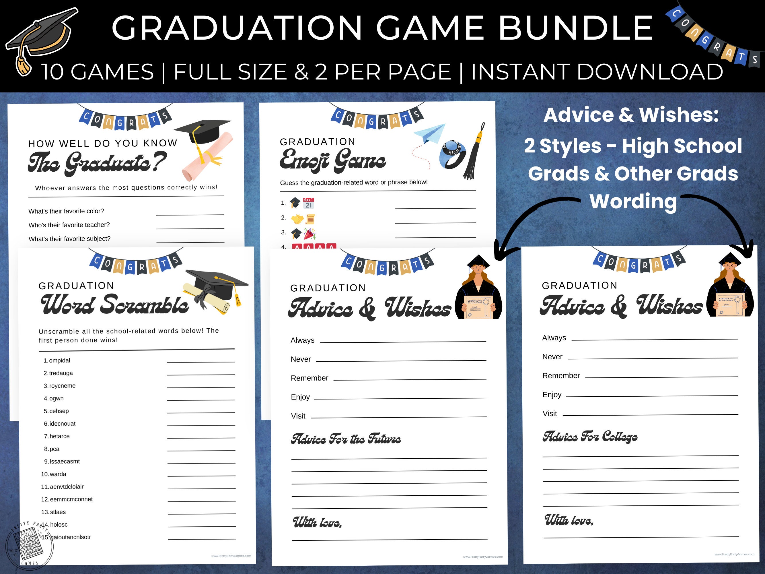 Graduation Game Bundle, 2024 Graduation Party Games, Printable ...