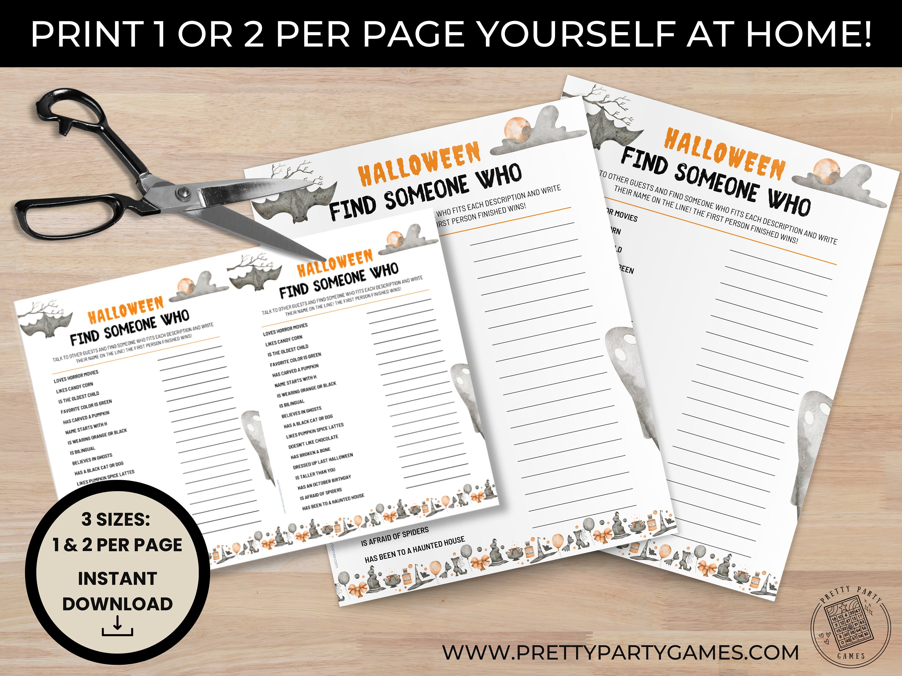 Halloween Find the Guest Who Icebreaker Game, Instant Digital Download ...