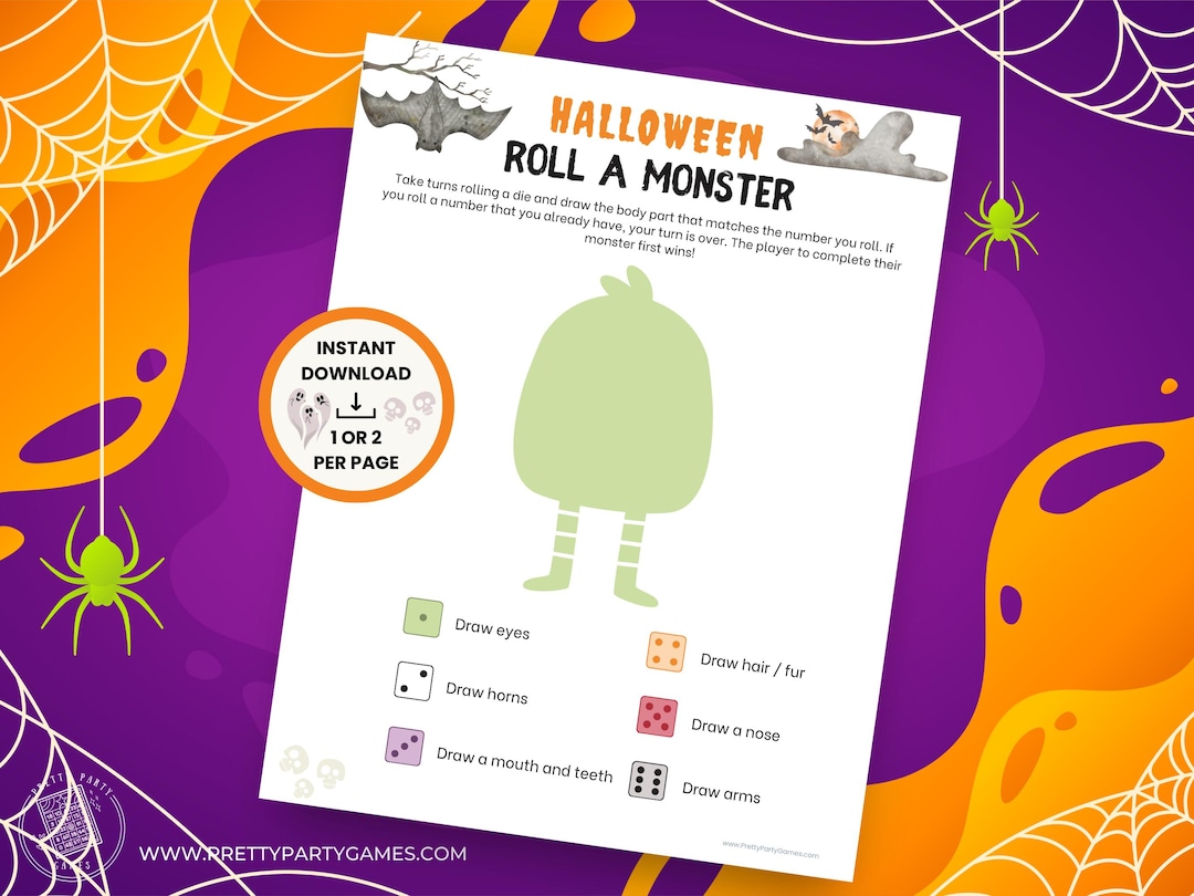 Halloween Roll A Monster Dice Game, Simple Halloween Party Games for ...