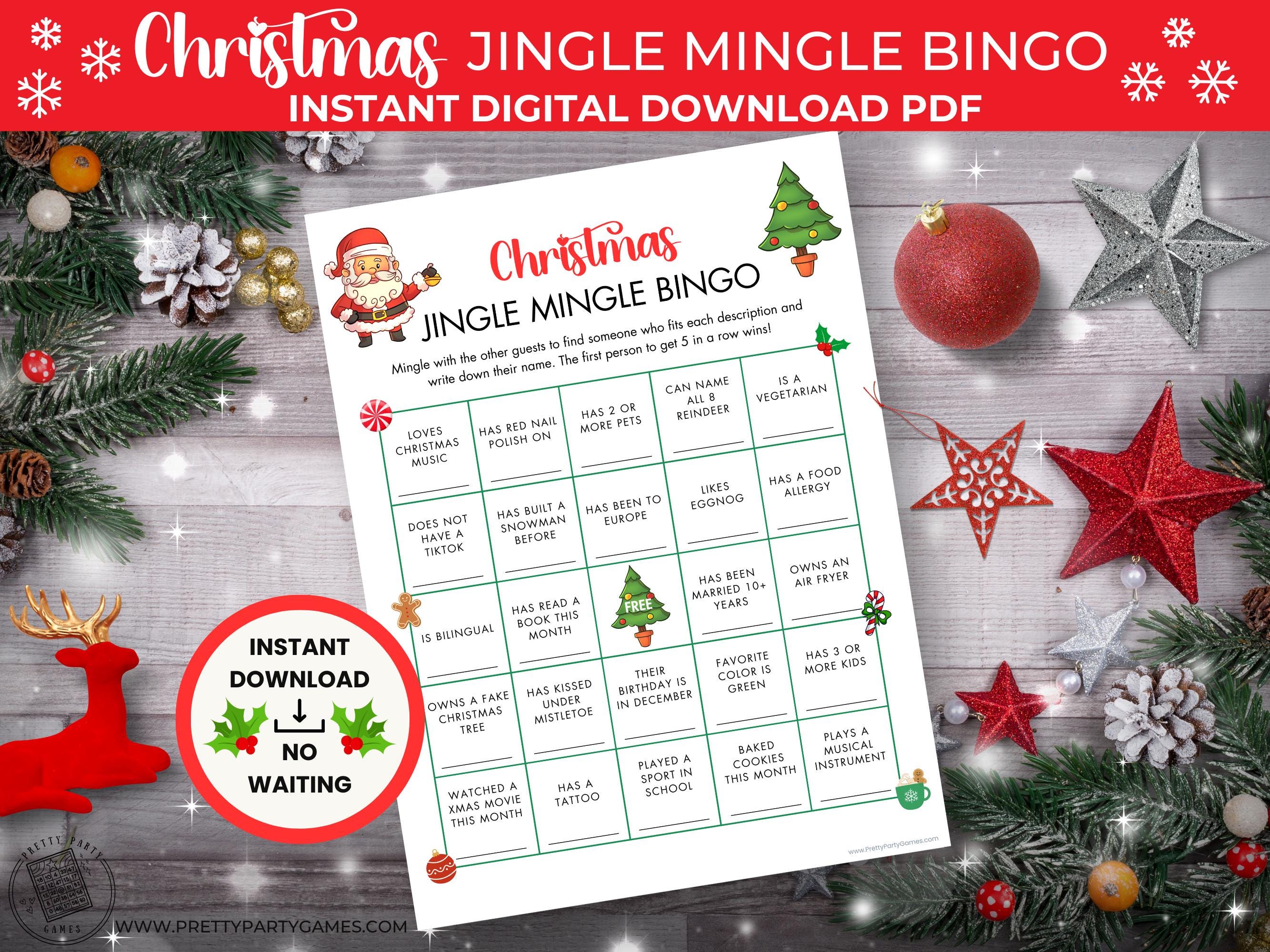 Printable Christmas Jingle Mingle Bingo Game, Fun Dinner Party ...