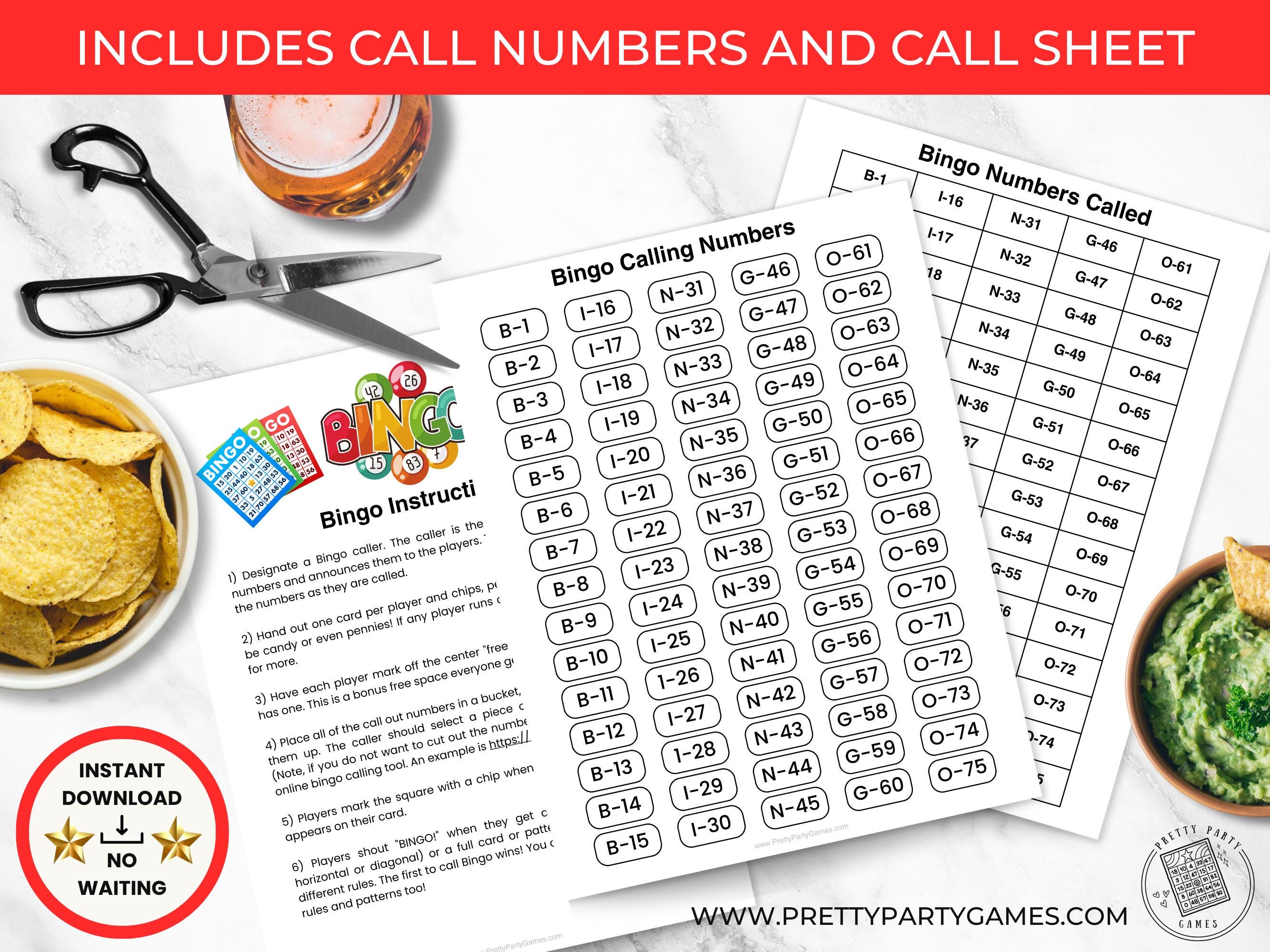 50 Labor Day Bingo Cards With Numbers, 4 Sizes: 1, 2, 4 or 6 per Page ...