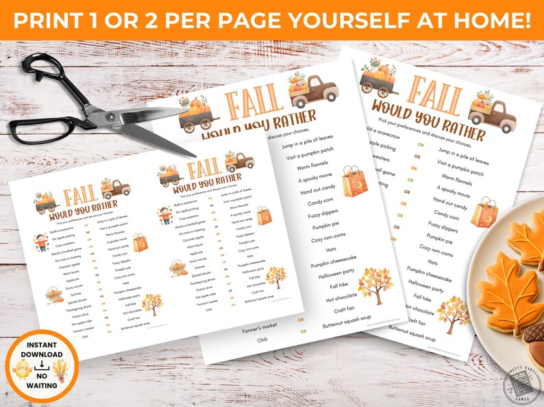 Fall Would You Rather Questions for Adults, Fun Autumn Icebreaker Game ...