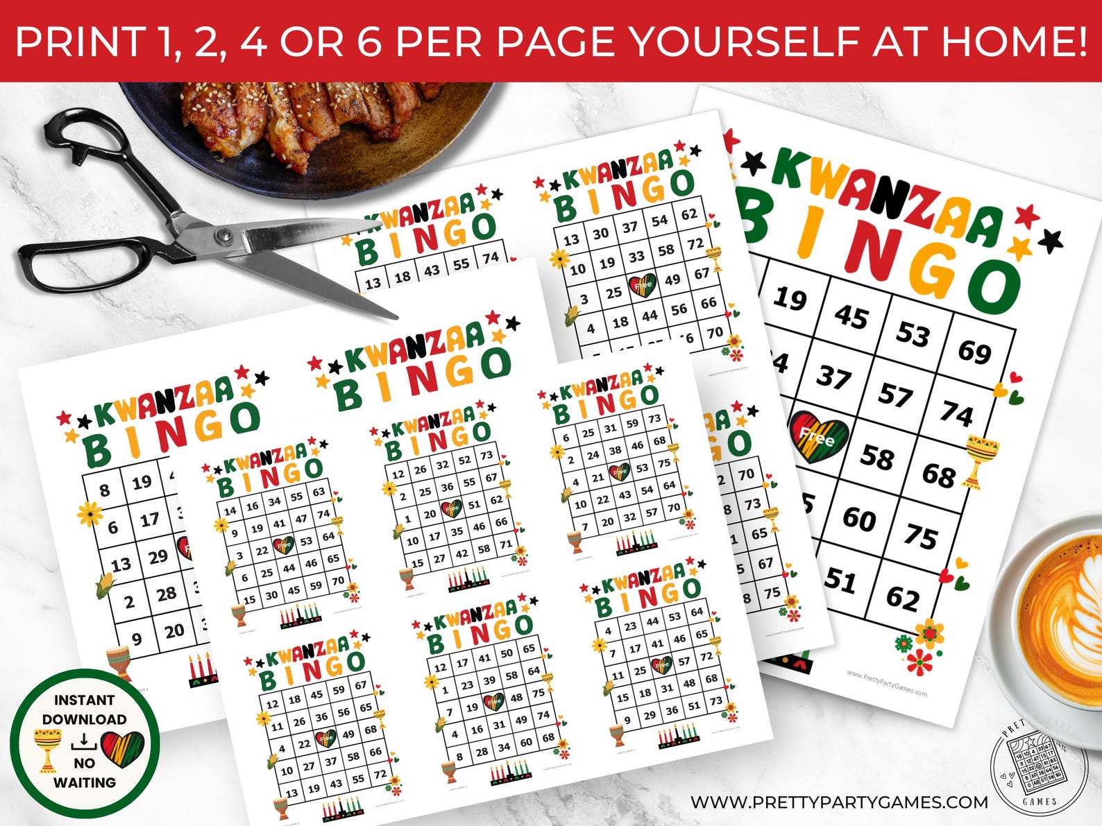 50 Printable Kwanzaa Bingo Cards With Numbers, Fun African Heritage ...