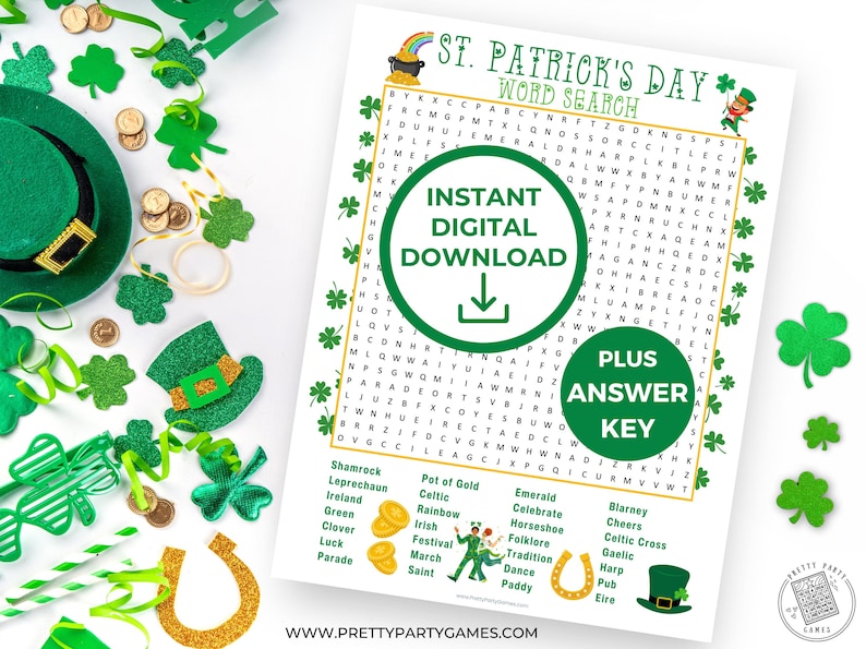 Printable St Patrick Day Word Search Game + Answer Key, Fun St. Patrick ...