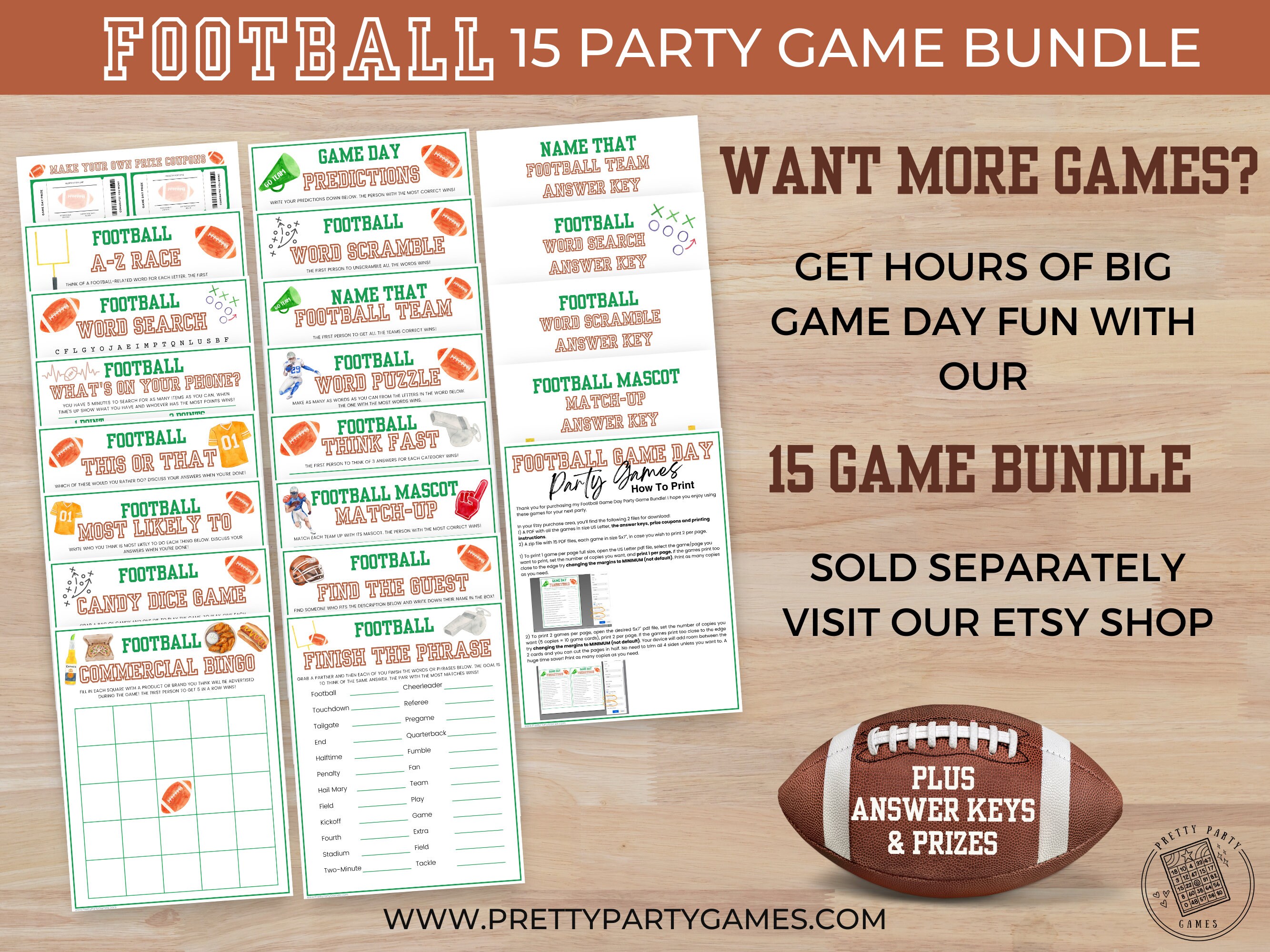 Bingo for Football Watch Party, 50 Printable Football Bingo Cards ...