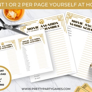 Movie Awards Word Scramble With Answer Key, Movie Awards Party Games ...