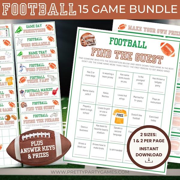 Printable Football Party Games - Etsy