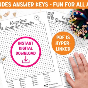 Number Search Puzzle Book, 50 Printable Numeric Word Search Puzzles and ...
