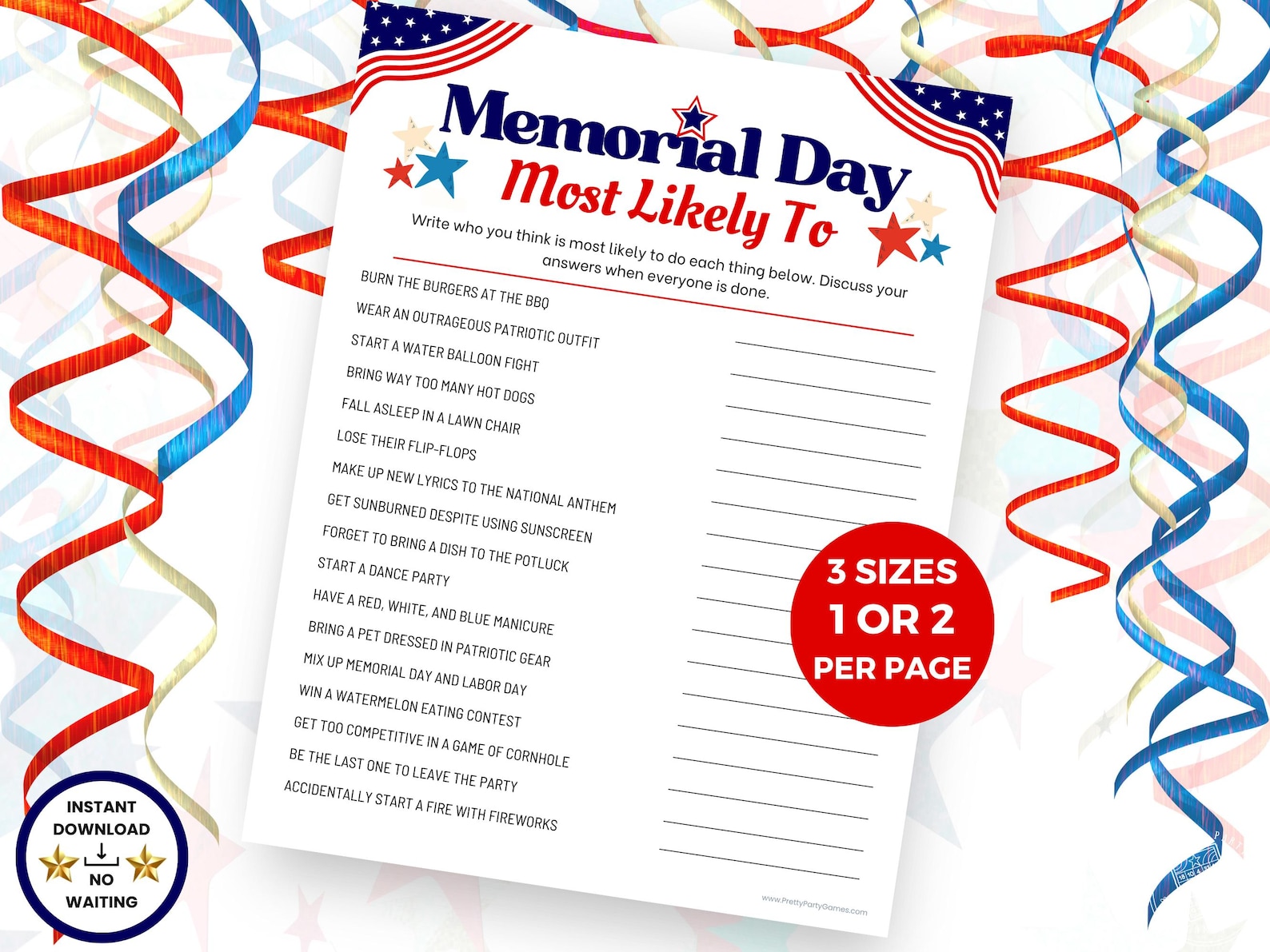 Memorial Day Most Likely to Game, Funny Adult Icebreaker Games for ...