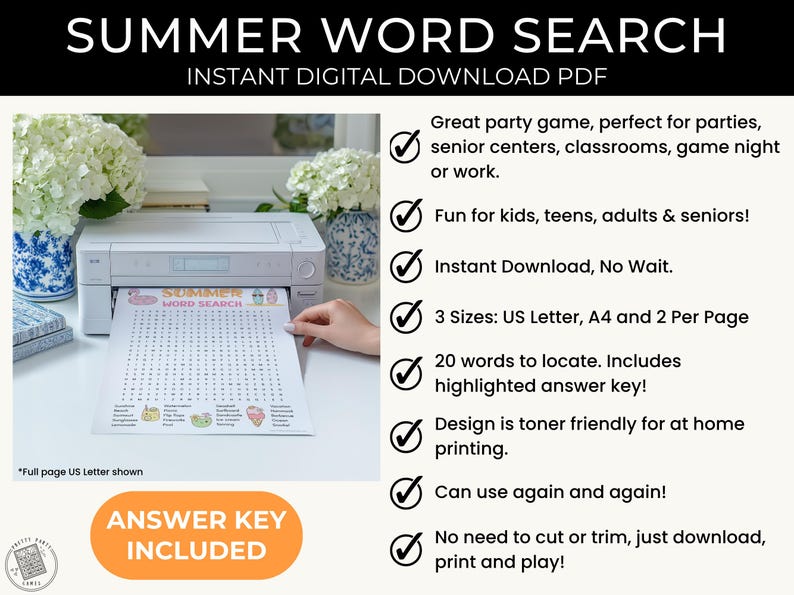 Summer Word Search, Fun Word Game, Summer Activity for Kids & Adults ...