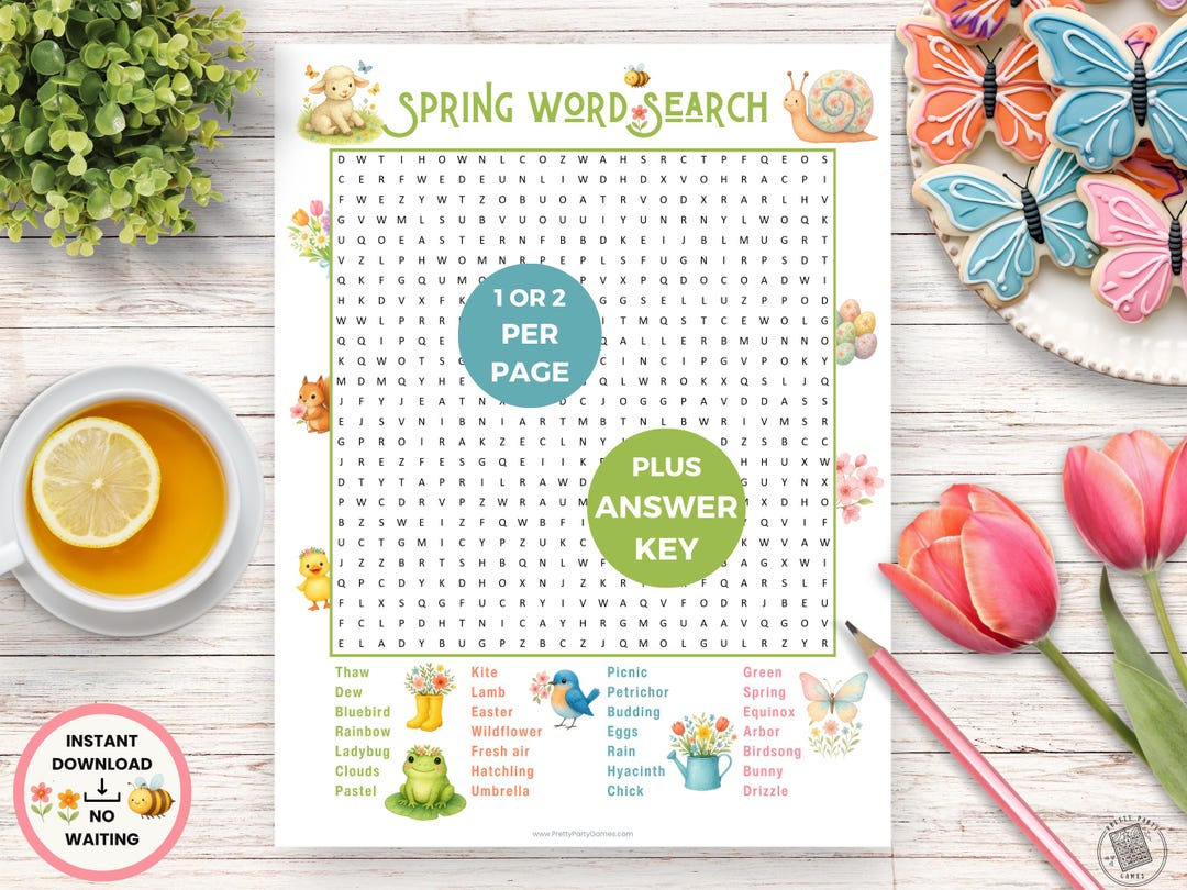 Spring Word Search Printable, Spring Activity for Kids & Adults, Easter ...