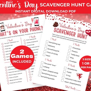 2 Valentine's Day Party Games, Valentines Scavenger Hunt + Valentines ...