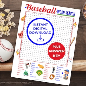 Baseball Word Search Game, Baseball Themed Games for Kids, Sports ...