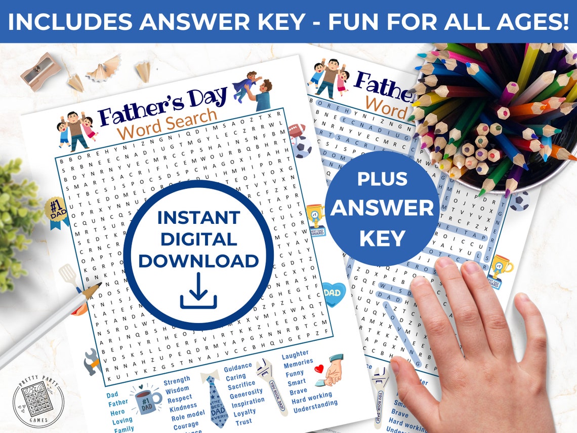 Fathers Day Word Search Game, Father's Day Activity Ideas From Kids ...