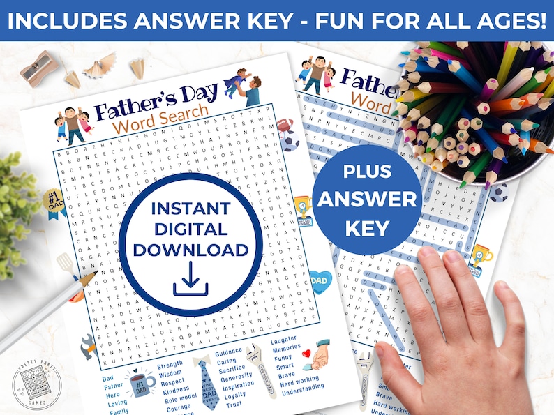Fathers Day Word Search Game, Father's Day Activity Ideas From Kids ...
