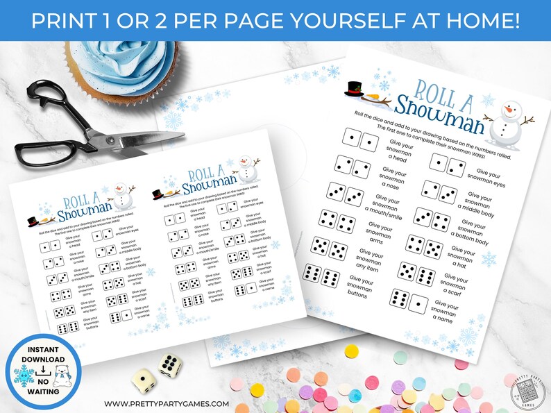 Build A Snowman Dice Game, Christmas Dice Games for Kids, Winter Snow ...