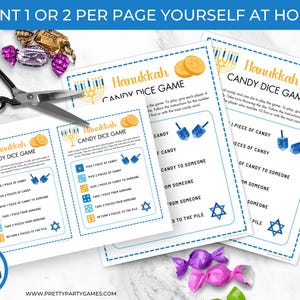 Hanukkah Candy Dice Game Printable, Roll the Dice Holiday Party Game ...