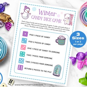 Winter Candy Dice Game Printable, Roll the Dice Winter Wonderland Game ...