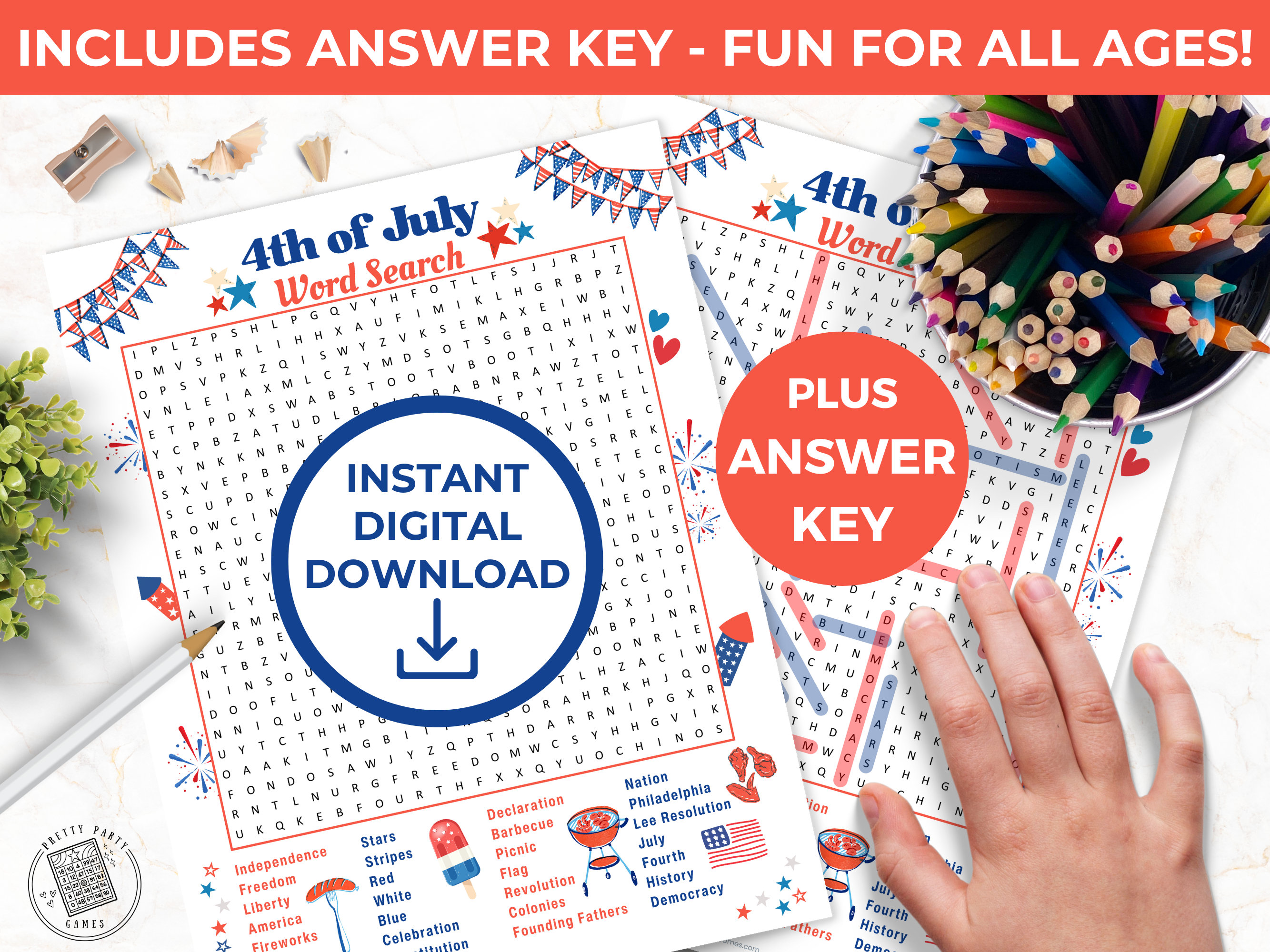 4th of July Word Search Puzzle and Solution, 4th of July Games for ...