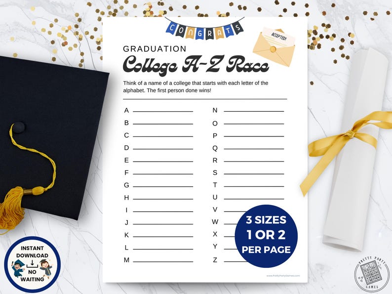 Graduation A-Z Race Game, Fast Printable Party Games to Play at A ...
