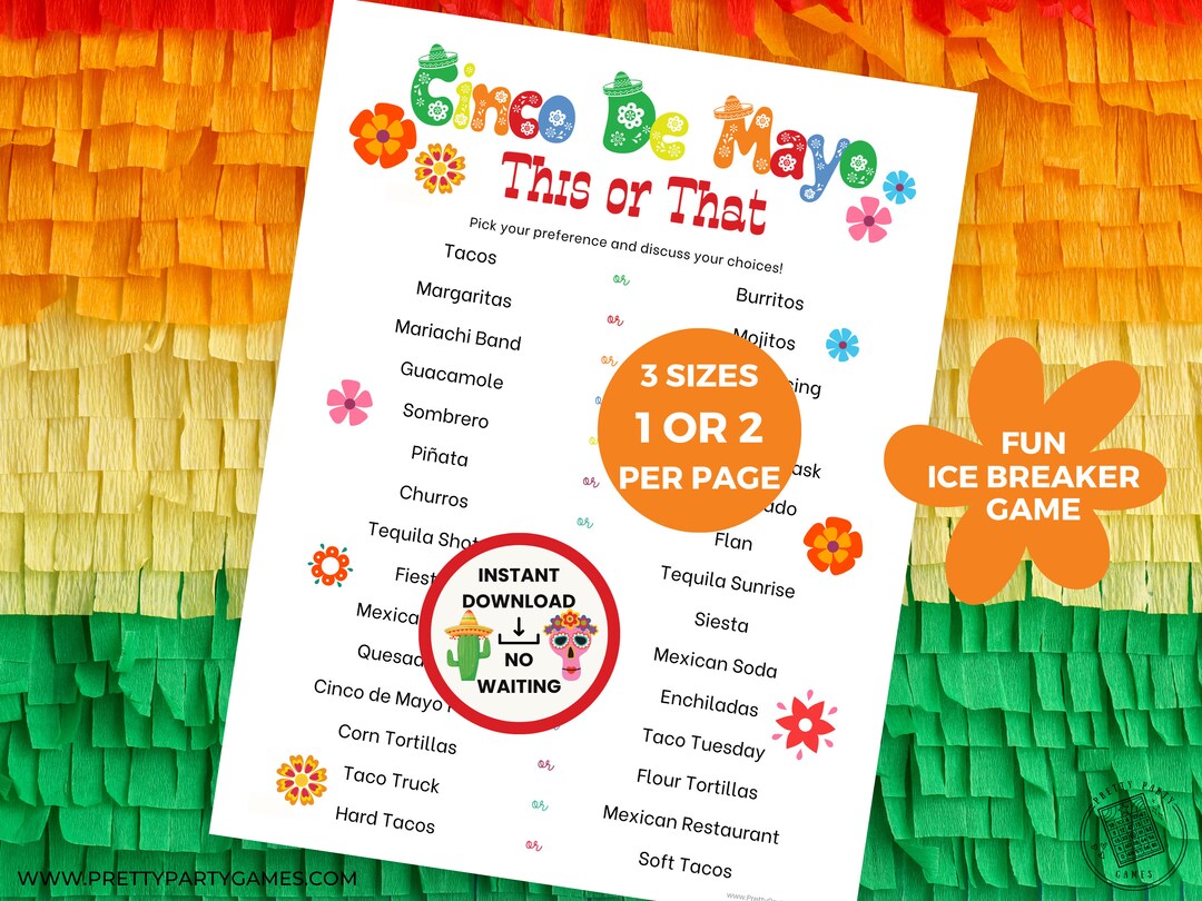 Cinco De Mayo This or That Game, Printable Would You Rather Questions ...