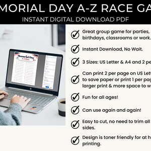 Memorial Day A-Z Race Word Game, Printable Party Games for Groups ...