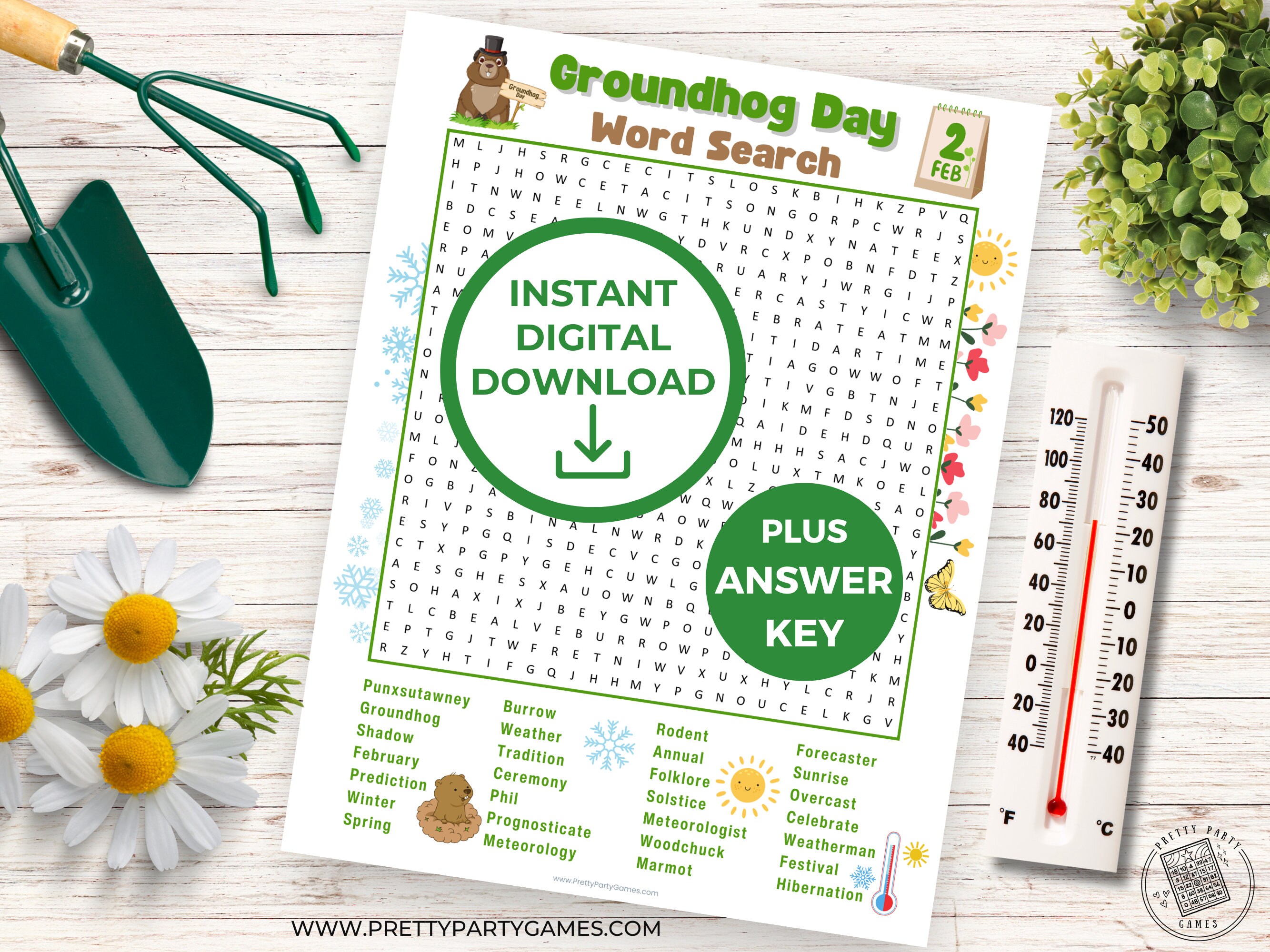 Groundhog Day Word Search Game for Adults & Kids + Answer Key, Fun ...