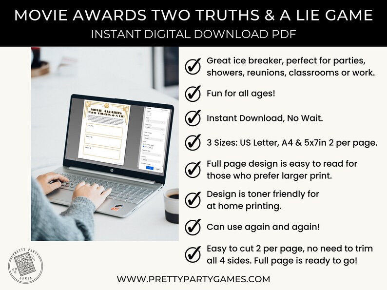 Two Truths and A Lie Ice Breaker Game, Movie Awards Party Games, Girls Night Party Icebreaker ...