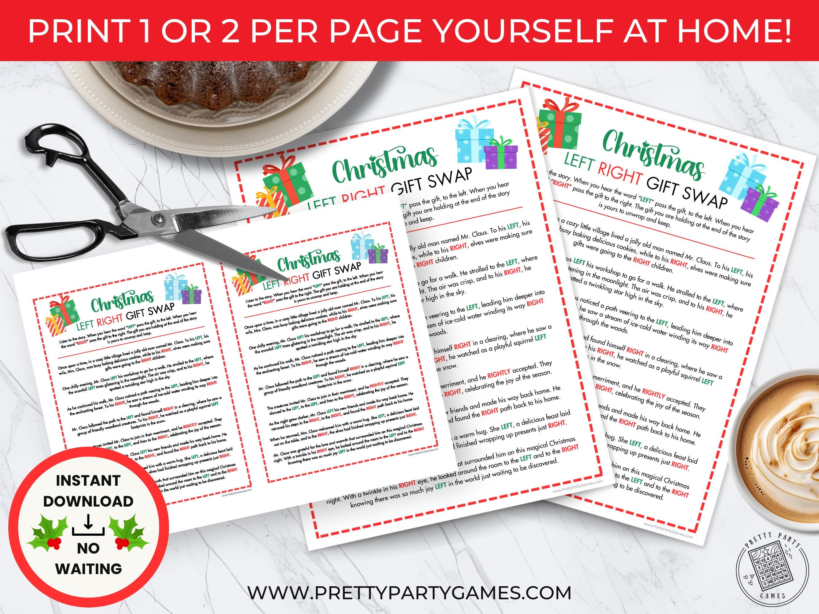 Printable Left Right Christmas Party Game, Fun Office Gift Exchange ...