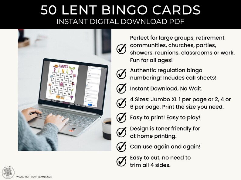 50 Lent Bingo Cards With Numbers, Christian Lent Activities for Kids ...