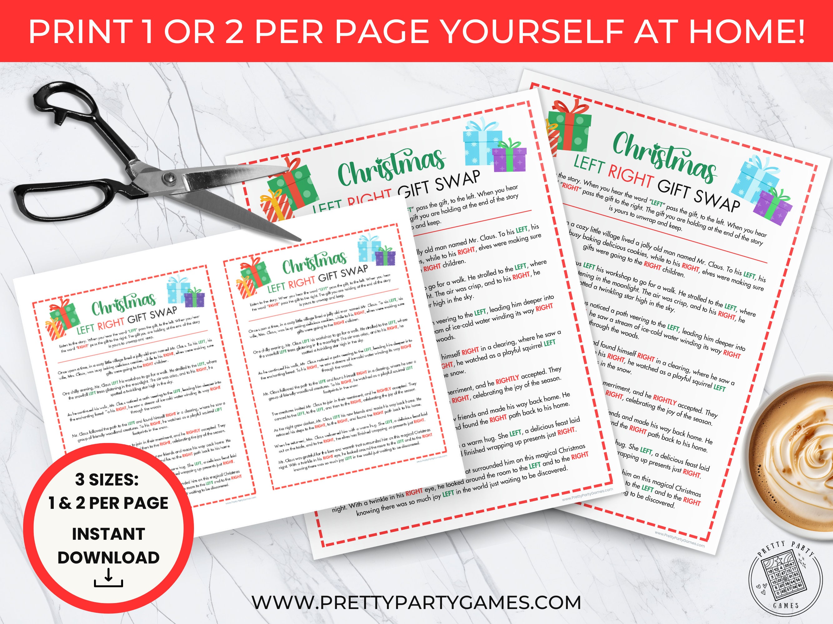 Printable Left Right Christmas Party Game, Fun Office Gift Exchange ...