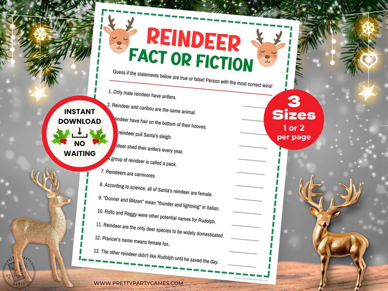 True or False Christmas Trivia With Answers, Reindeer Fact or Fiction ...