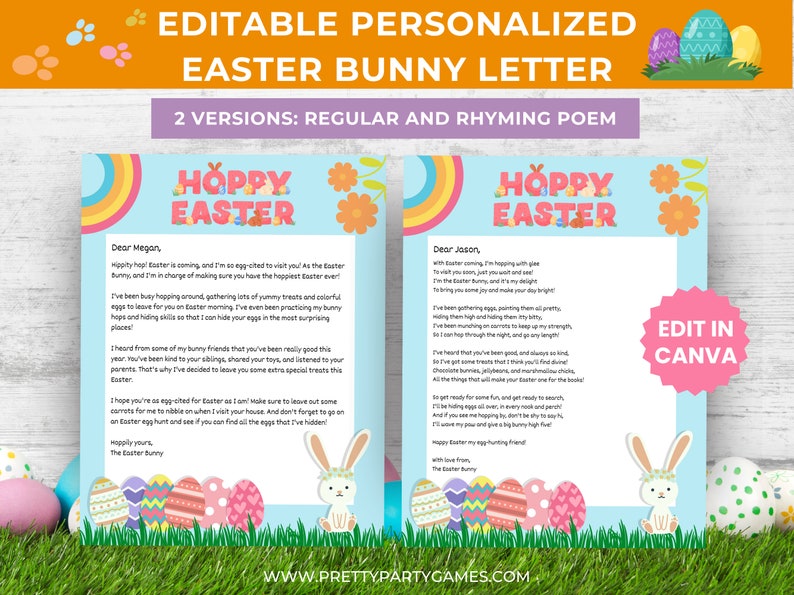 Editable Easter Bunny Letter Printable, Personalized Letter From the ...
