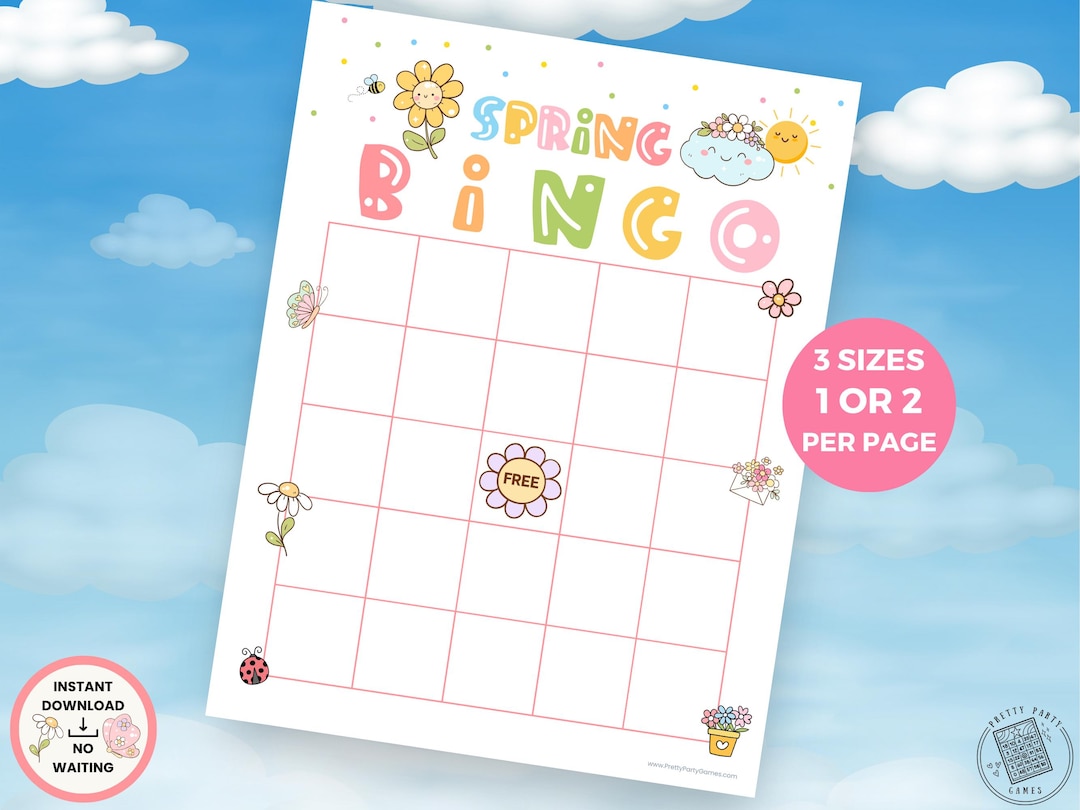 Spring Blank Bingo Card Printable, Perfect to Make Your Own Bingo Cards ...