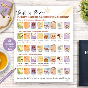40 Day Lenten Scripture Calendar Printable, Catholic Lent Bible Reading ...