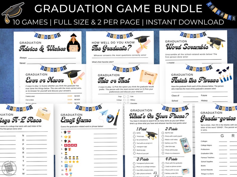Graduation Game Bundle, 2024 Graduation Party Games, Printable ...
