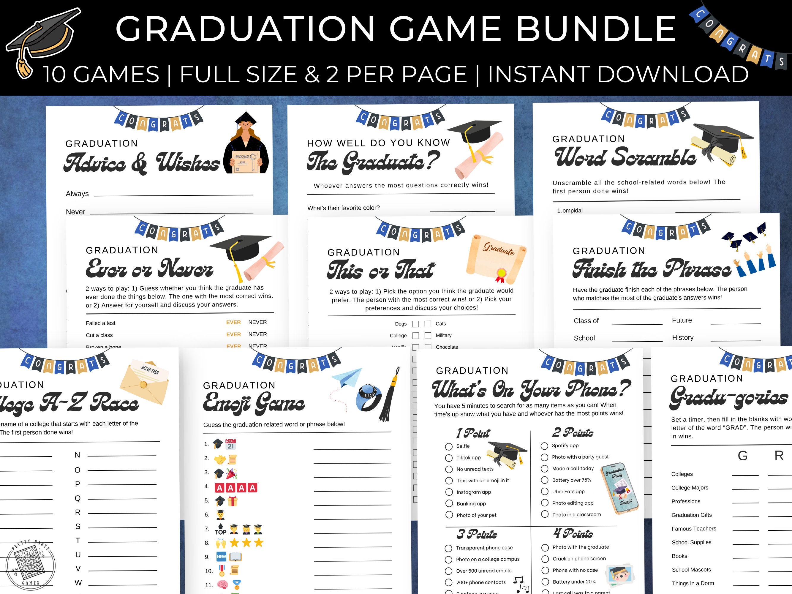 Graduation Game Bundle, 2024 Graduation Party Games, Printable ...