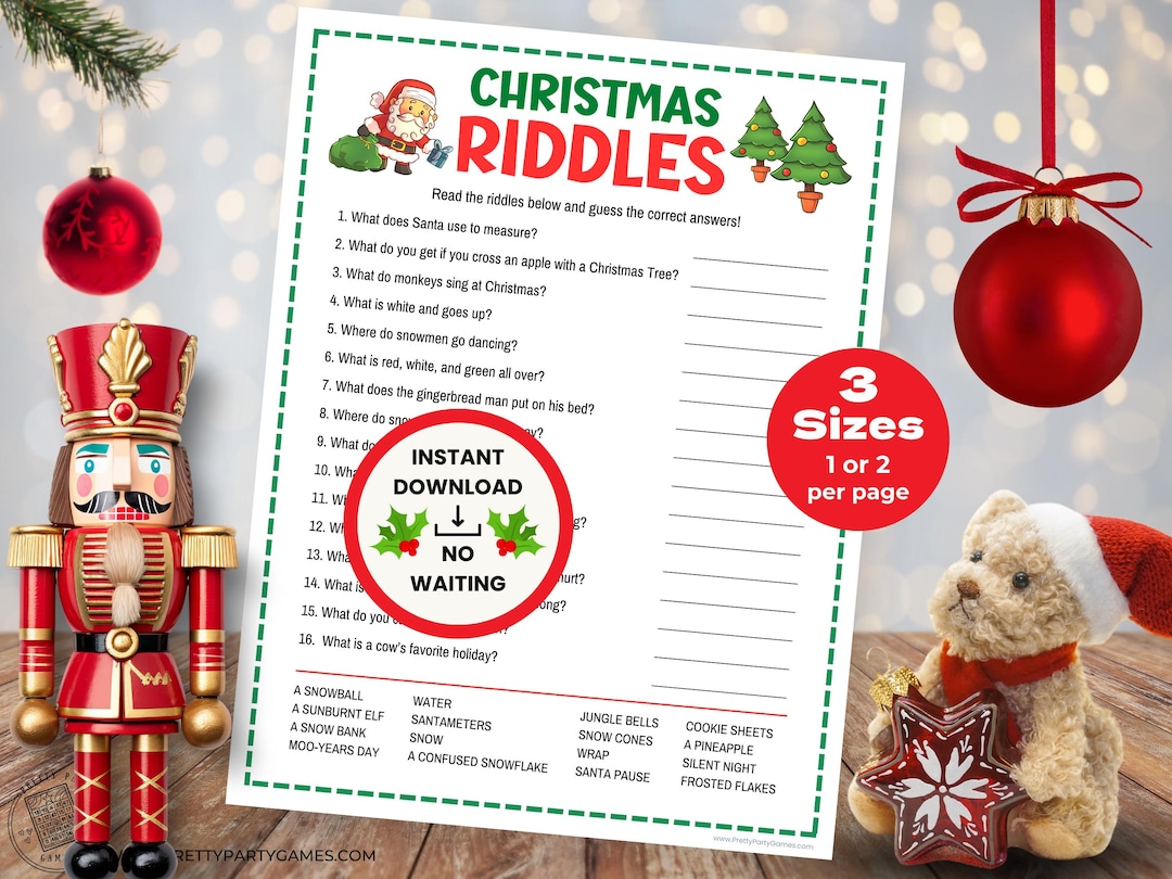 Christmas Riddles for Kids, Printable Christmas Riddle Game, Holiday ...