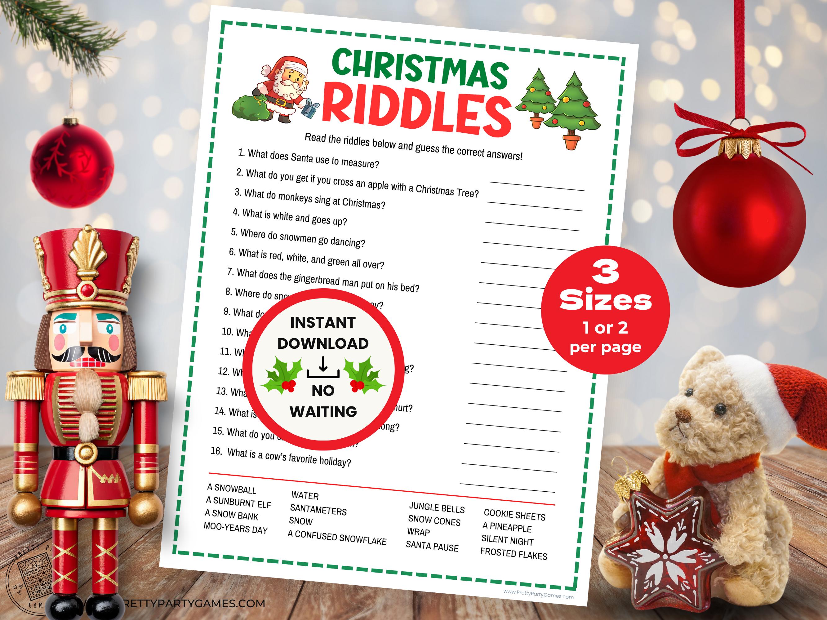 Christmas Riddles for Kids, Printable Christmas Riddle Game, Holiday ...